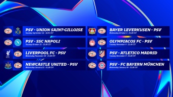 PSV - UCL | Speelschema league phase bekend